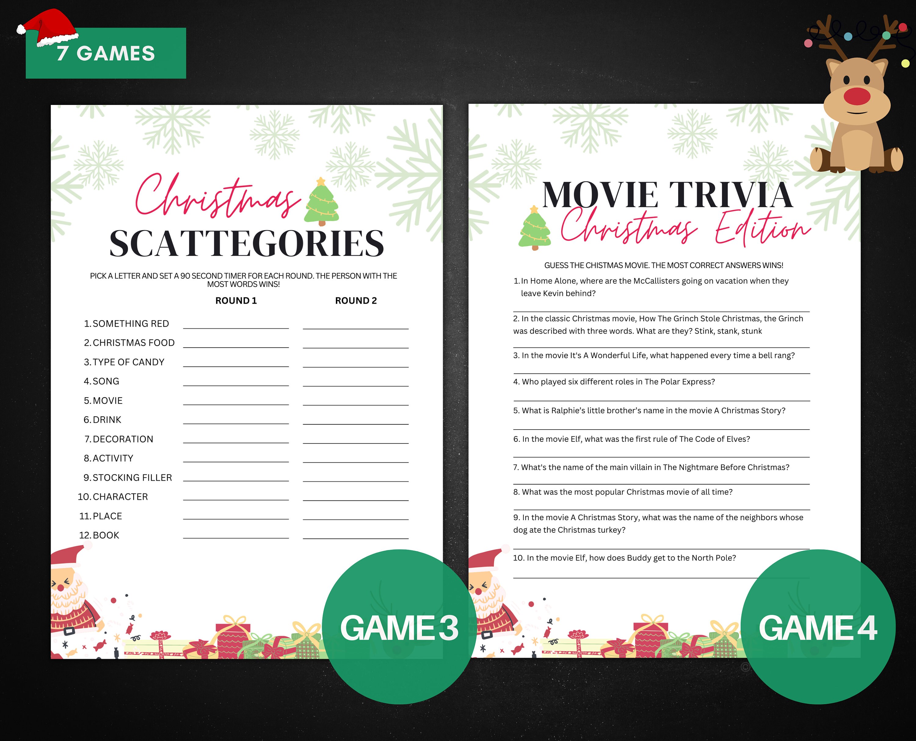 Printable Christmas Game Bundle Christmas Party Games Christmas Games ...