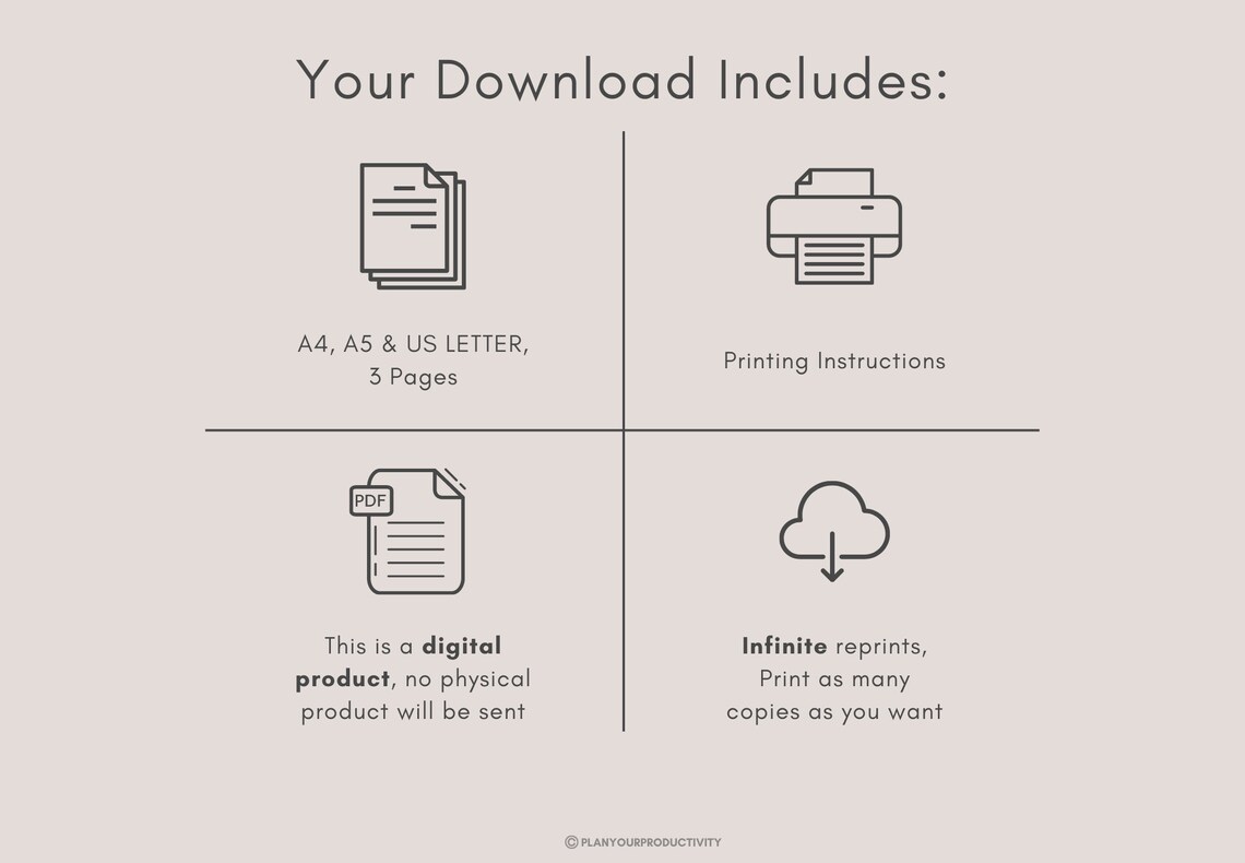 Productivity Planner, Neutral Printable Plan, Floral Daily Schedule ...