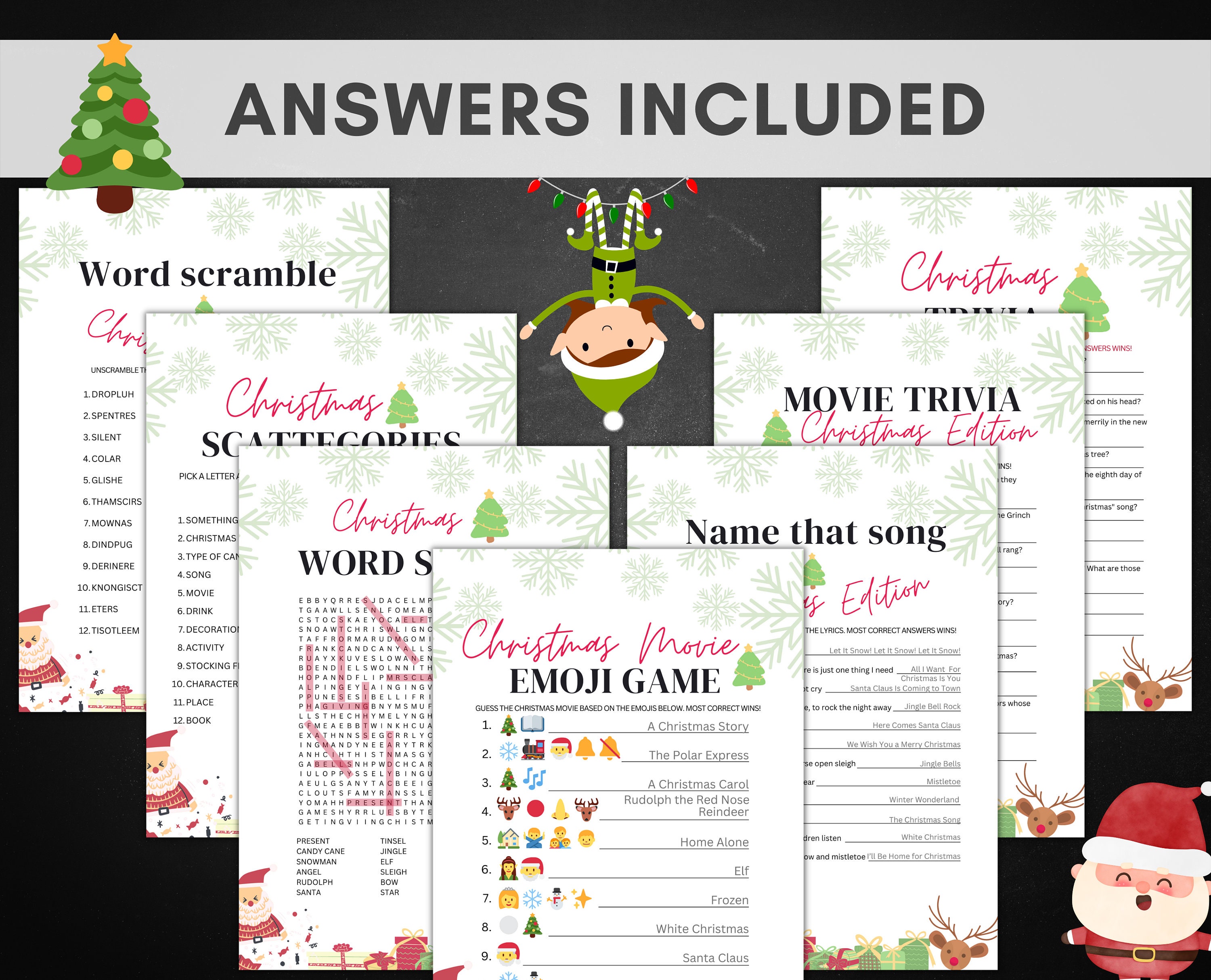 Printable Christmas Game Bundle Christmas Party Games Christmas Games ...
