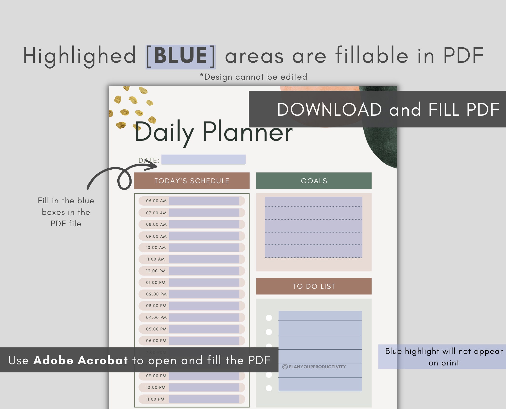 Pink and Green Daily Planner, Simple Hourly Schedule, Aesthetic ...