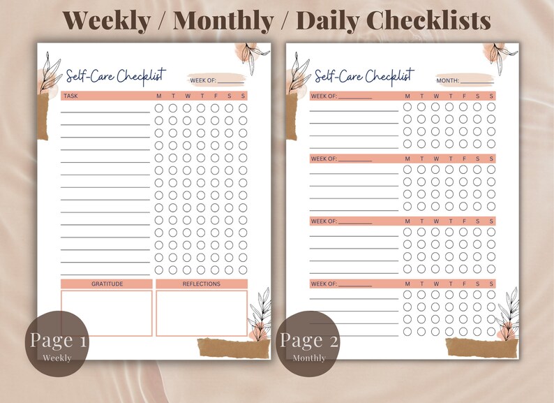 Self Care Checklist, Self-care Planner Printable, Selfcare Journal ...
