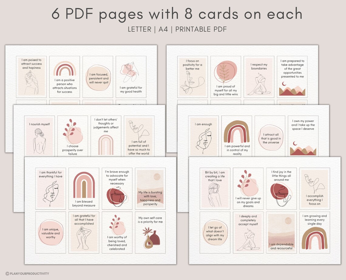 Positive Affirmation Card Deck Vision Board Printables Cards - Etsy