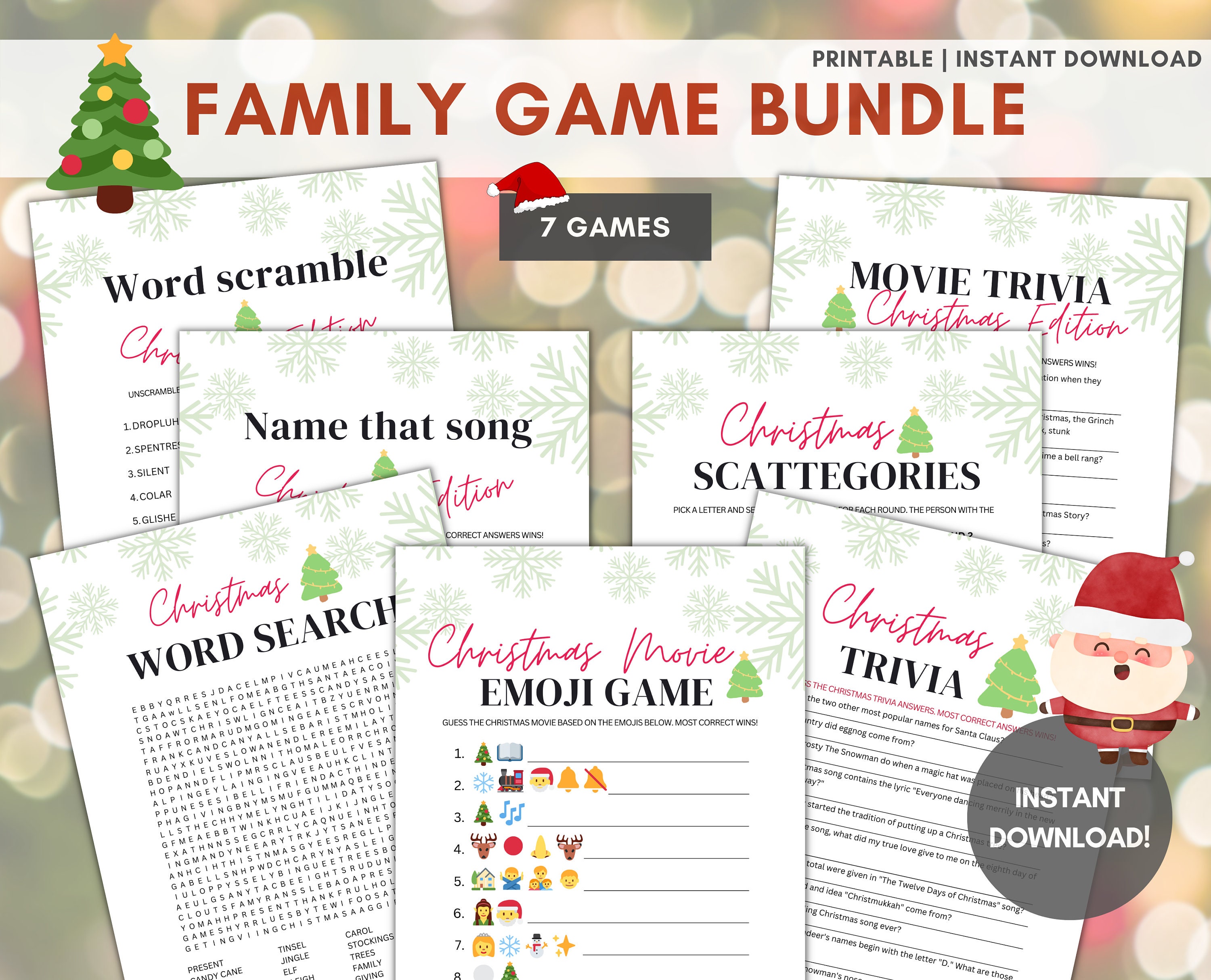 Printable Christmas Game Bundle Christmas Party Games - Etsy