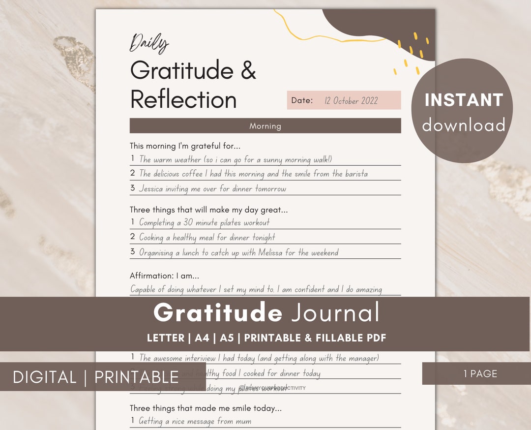 Neutral Gratitude Journal Printable, Abstract Daily Reflection, Daily ...