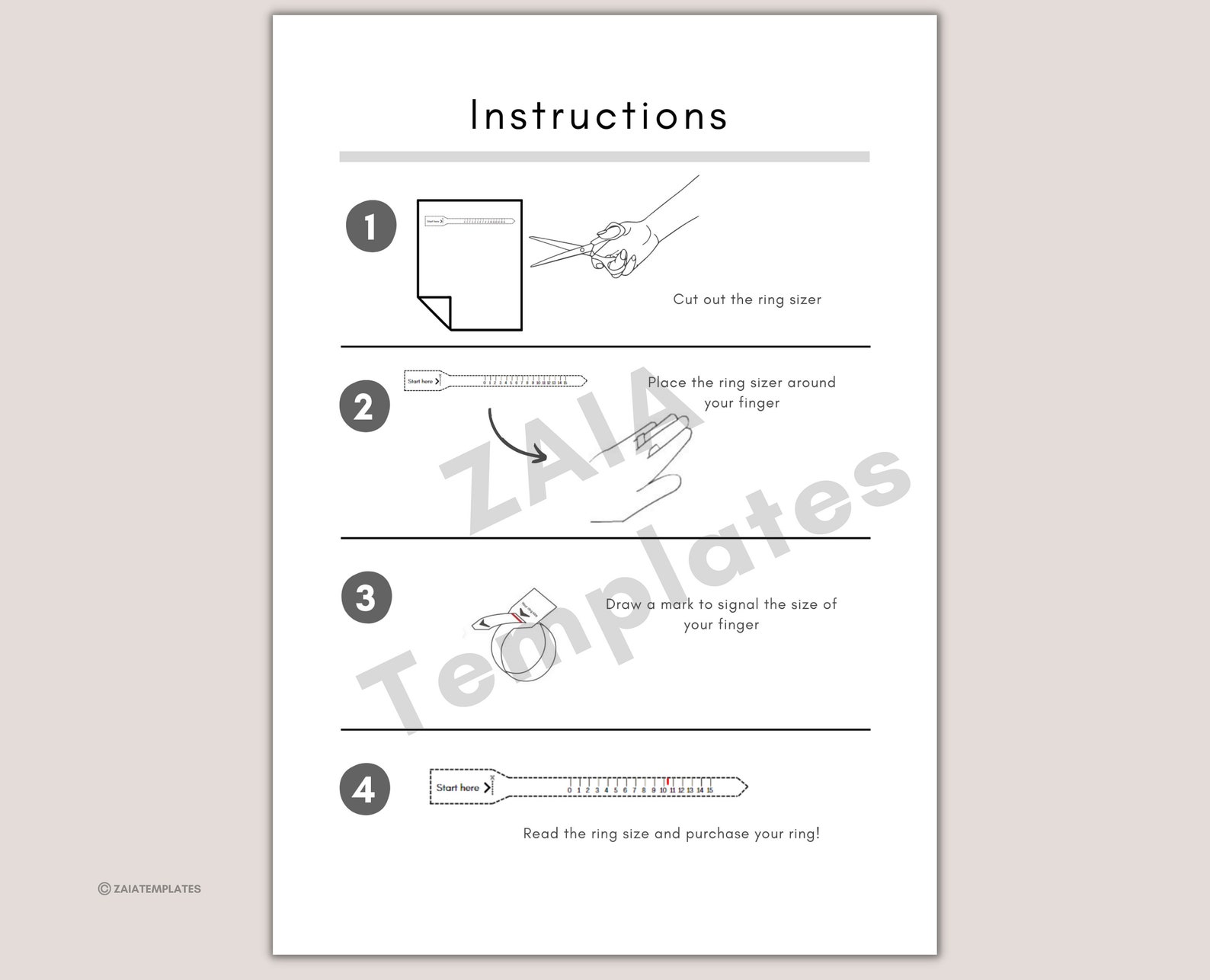 Printable Ring Sizer | Ring Size Inches | Printable Measuring Tool ...