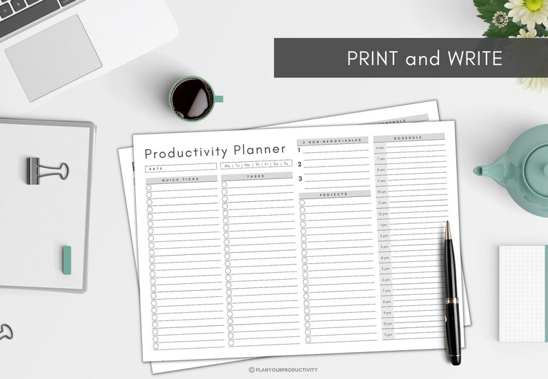 Productivity Planner Printable Planner Daily Planner - Etsy