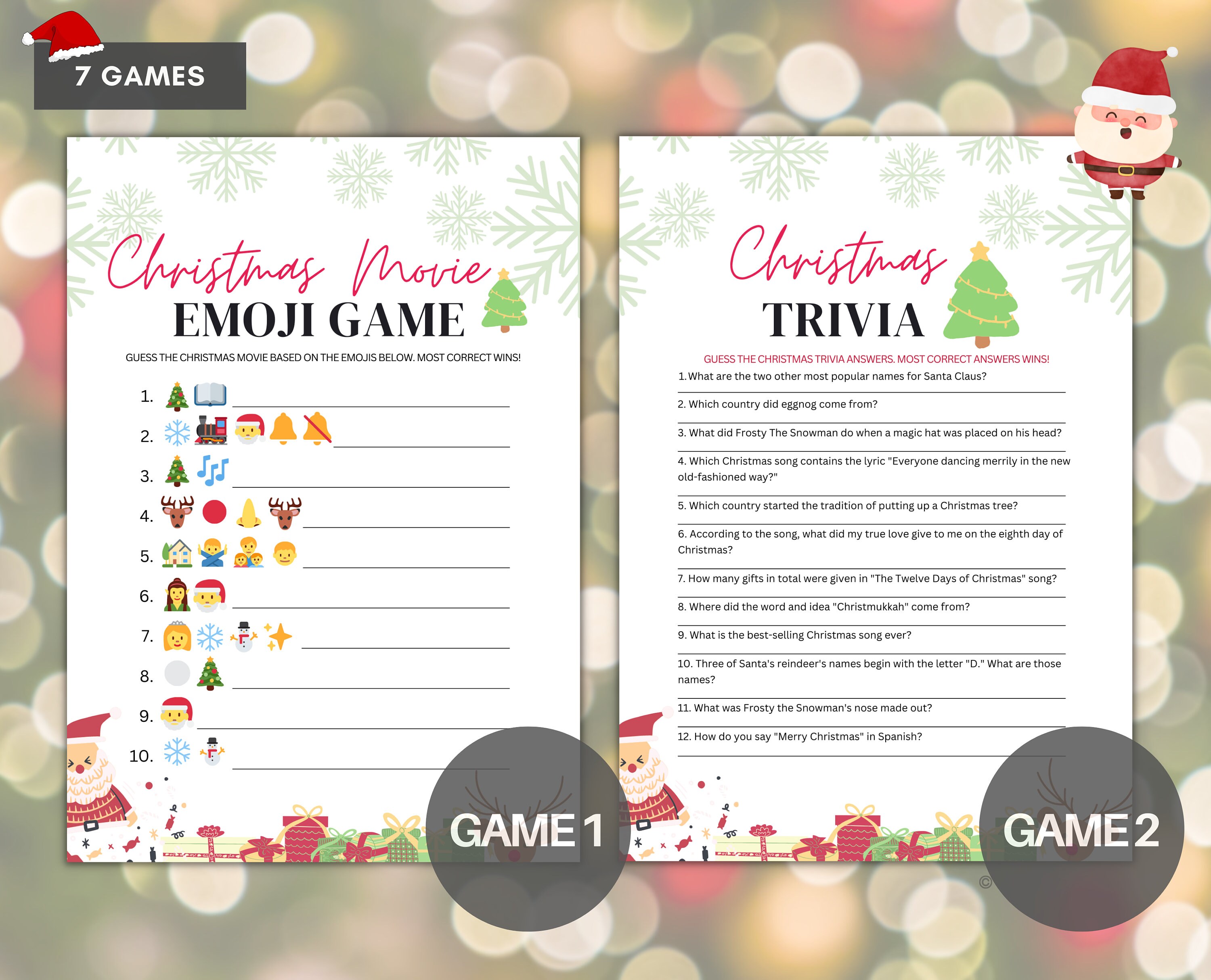 Printable Christmas Game Bundle Christmas Party Games - Etsy