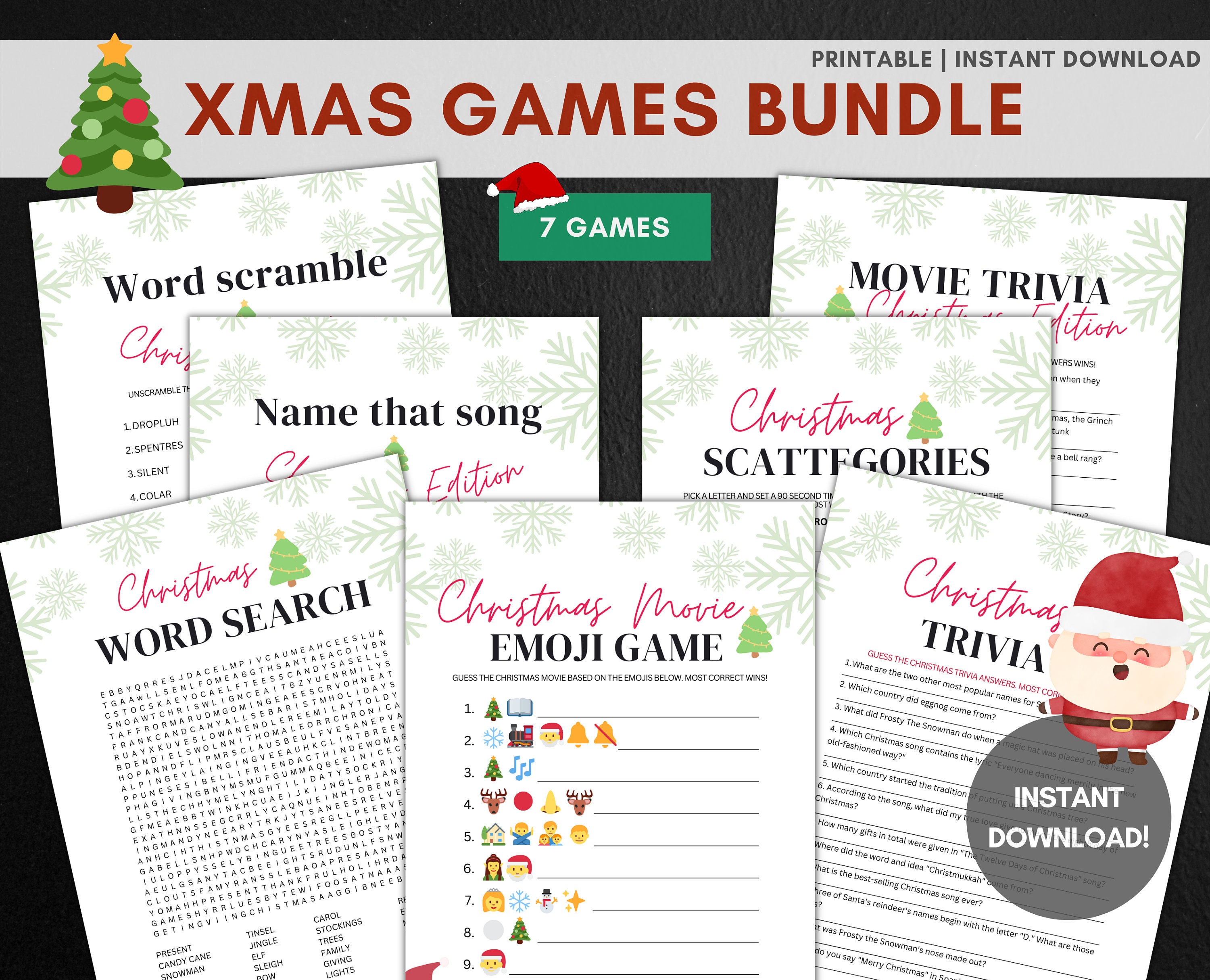 Printable Christmas Game Bundle Christmas Party Games Christmas Games ...