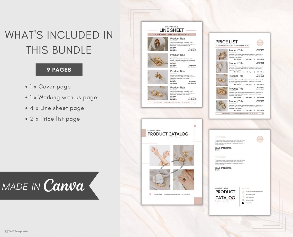 Wholesale Line Sheet Template, Editable Catalog, Canva Layout (digital ...