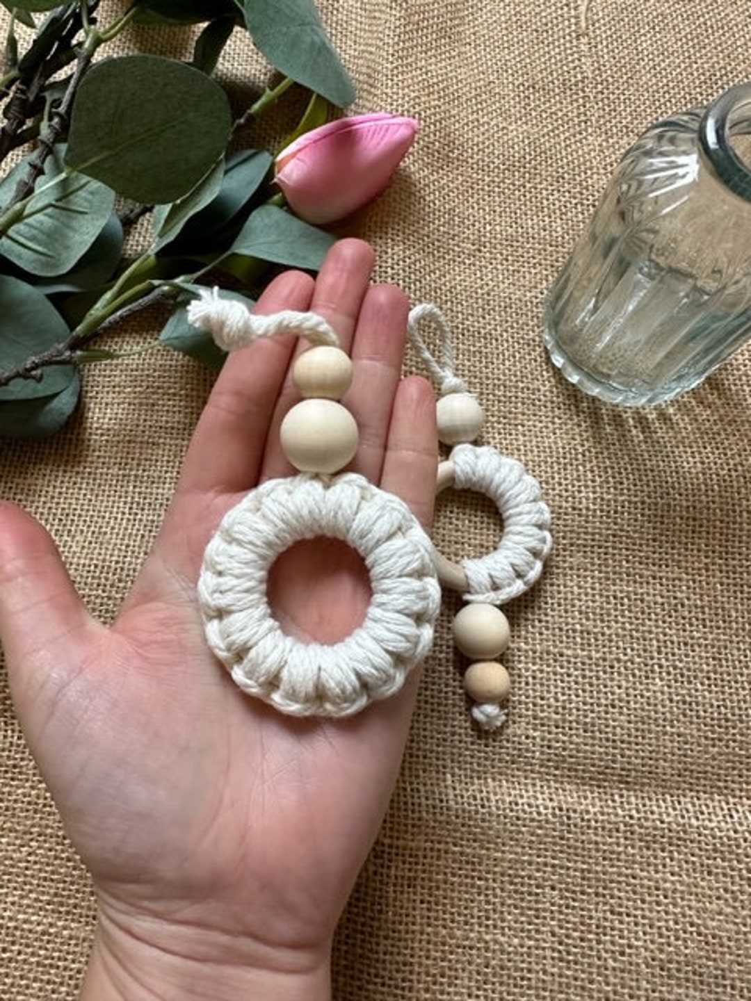 Set of 2 Macrame Mini Wreaths for Tree Decorations or Napkin Rings - Etsy