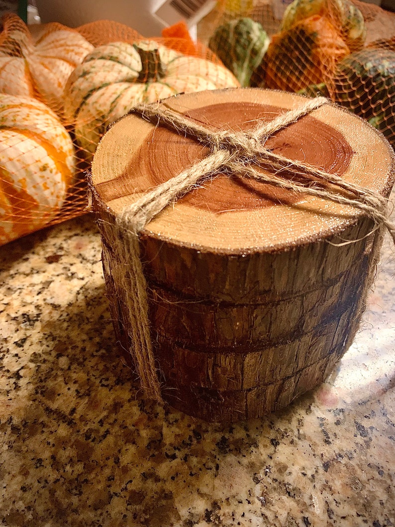 Handcrafted Raw Edge Cedar Wood Coasters set of 4 - Etsy