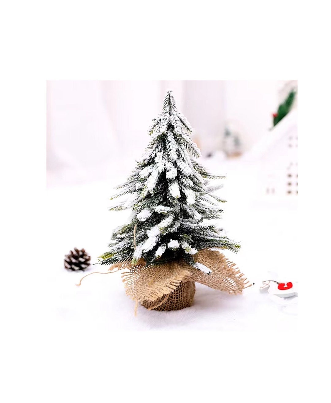 Christmas Decorations Flocking Polyethylene Mini Small Desktop Falling ...