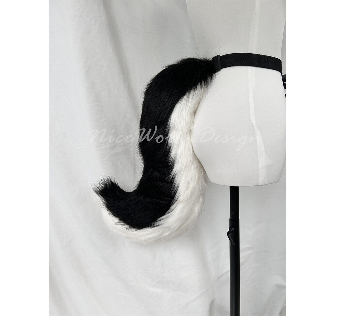 Handmade Black White Wolf Tail for Cosplay Wolf Dog. Furry Wolf Tail ...