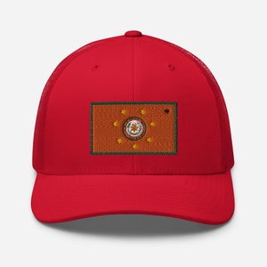 Cherokee Hat, Cherokee Nation Flag Embroidered Trucker Cap, Cherokee ...