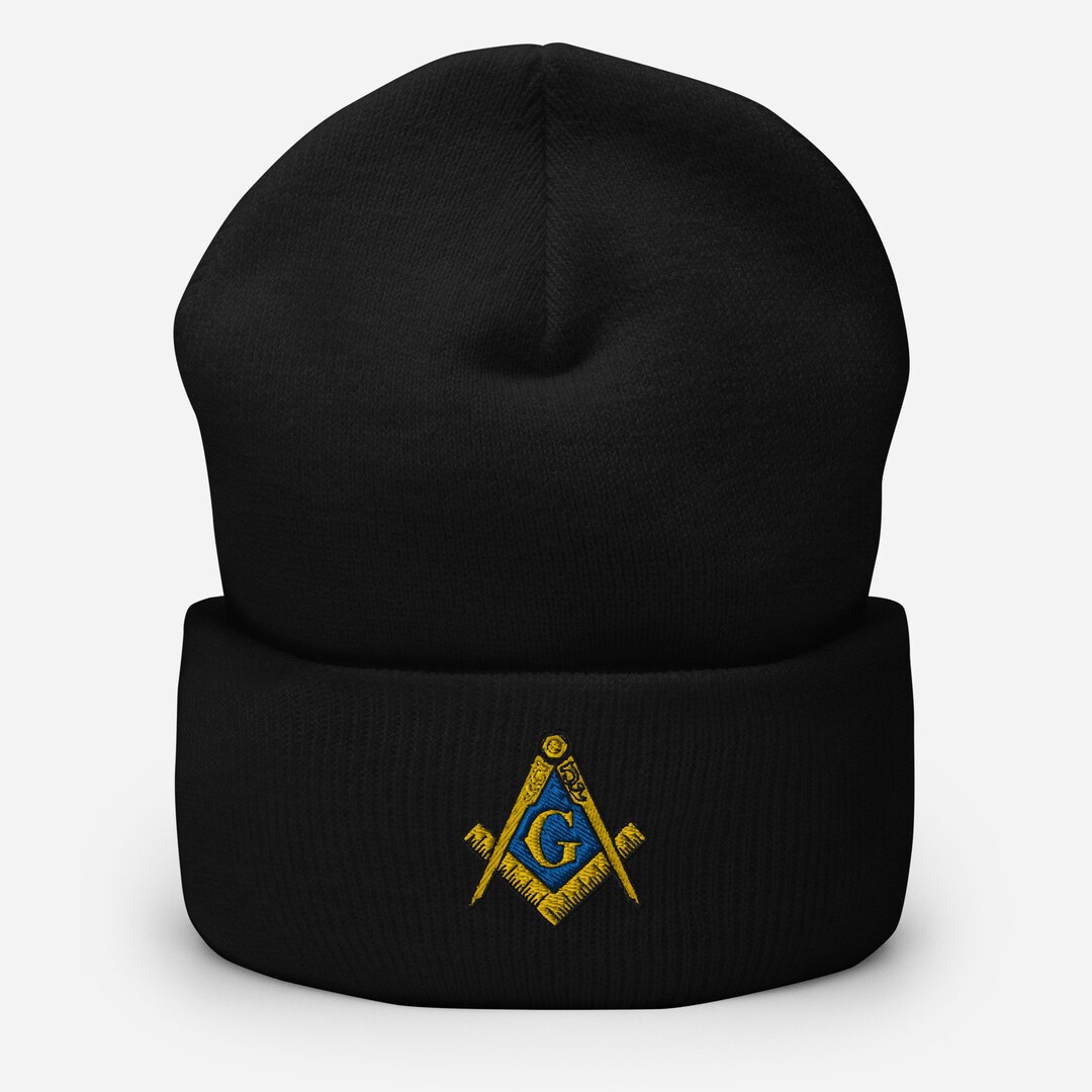 Freemason Beanie, Masonic Mason Symbol Embroidered Cuffed Beanie Hat ...