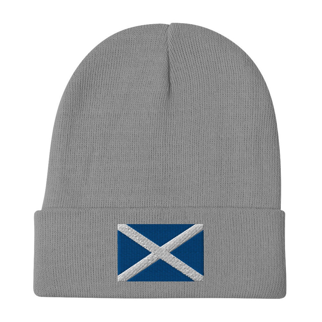 Scotland Flag Embroidered Cuffed Beanie | Scottish Beanie | Scotland ...