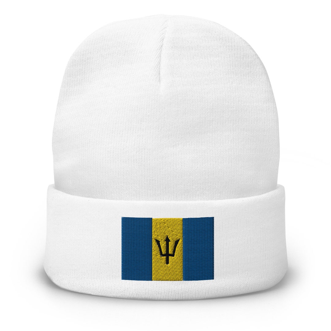 Barbados Flag Embroidered Cuffed Beanie | Barbados Beanie | Barbados ...