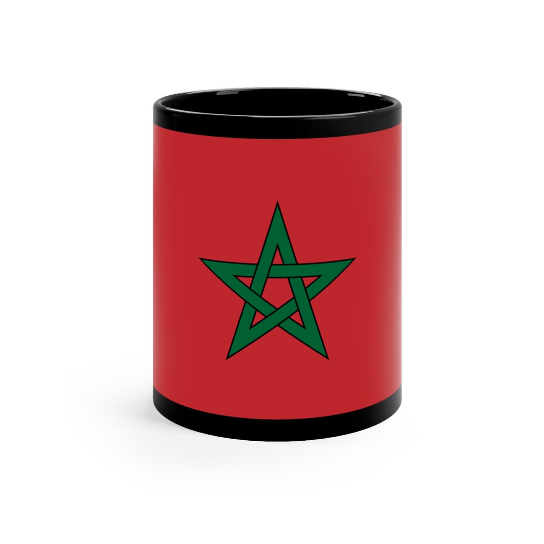 Morocco Flag Black Coffee Mug, Moroccan Flag Cup Mug Bottle Glass ...
