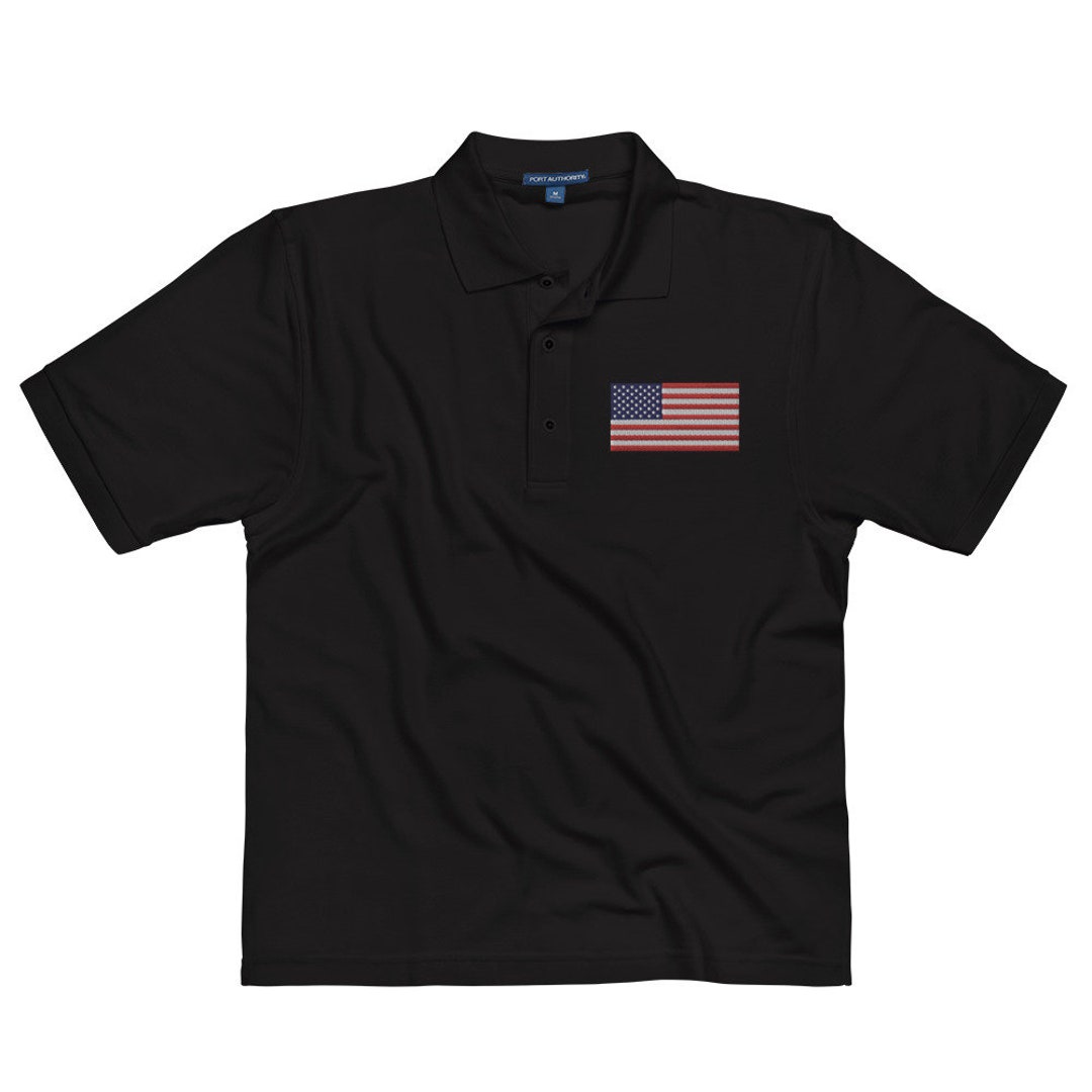 American Flag Polo Shirt, USA Flag Embroidered Patch Golf Polo Shirt ...