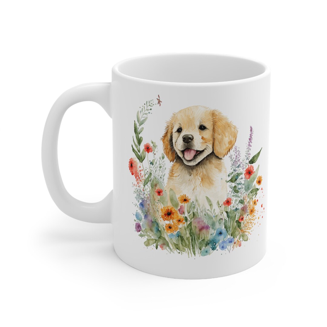 Golden Retriever Puppy Mug, Cute Puppy Mugs, 11oz Ceramic Coffee Mug ...