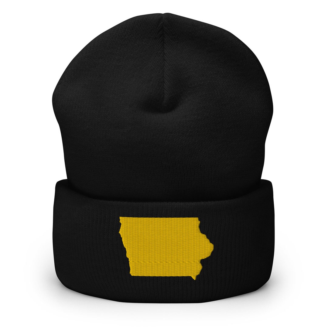 Iowa State Map Outline Embroidered Beanie, Iowa Winter Hat, Iowa Home ...