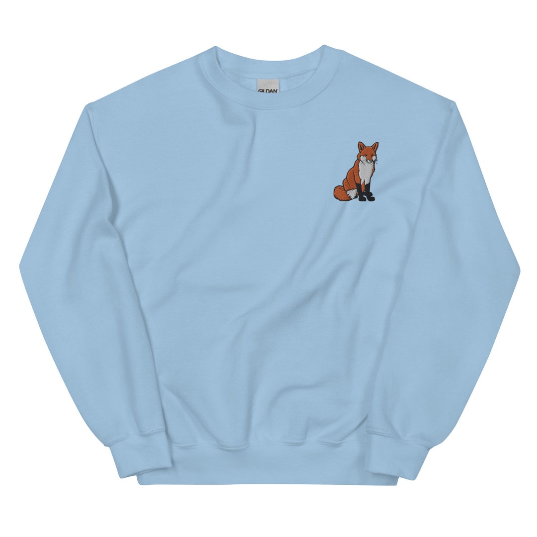 Fox Sweatshirt, Cute Red Fox Embroidered Crewneck Sweater, Pet Fox, Fox ...