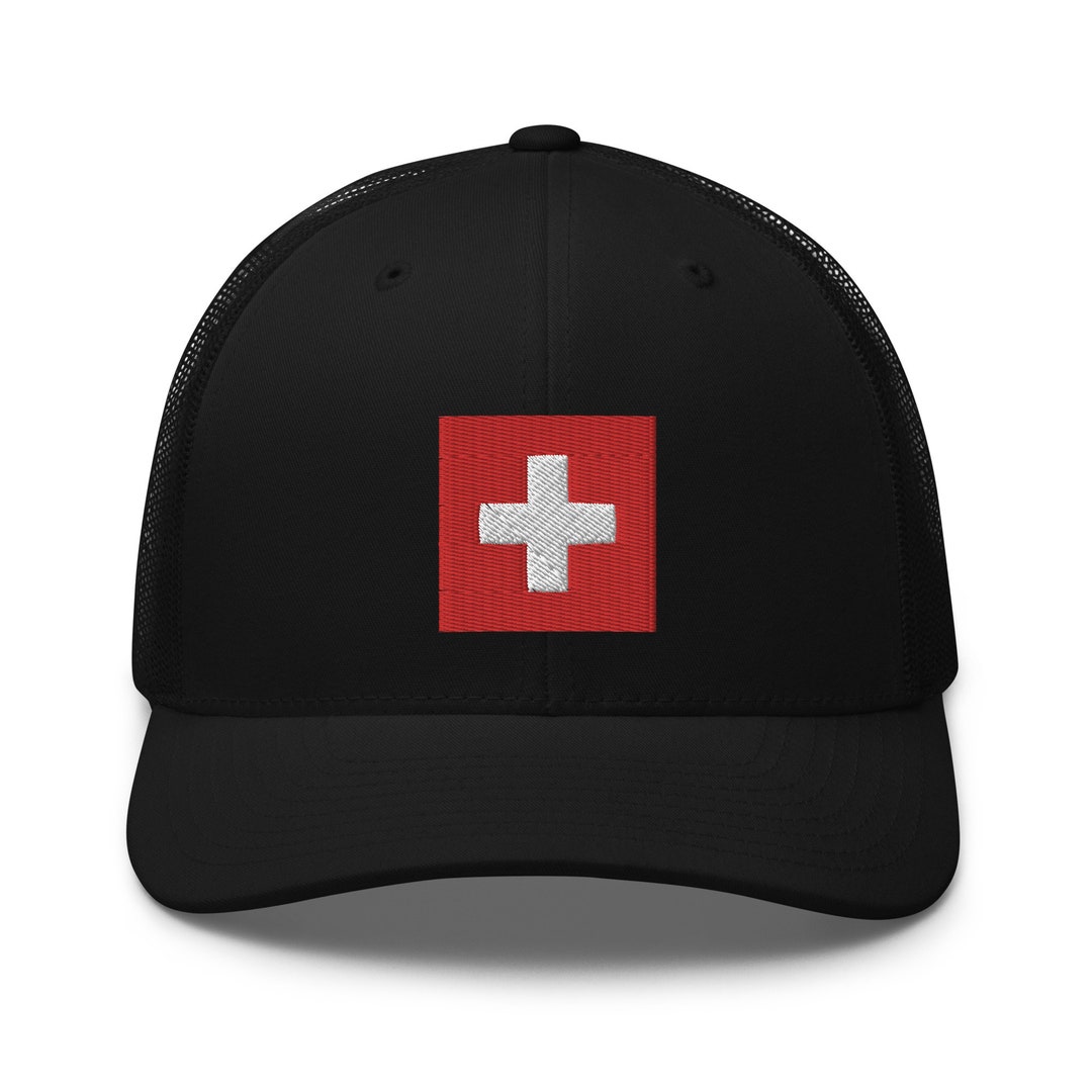 Switzerland Flag Embroidered Trucker Hat, Switzerland Flag Cap, Swiss ...