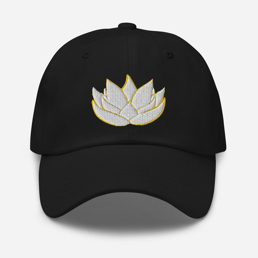 White Lotus Hat, White Lotus Flower Embroidered Dad Hat, Lotus Flower ...