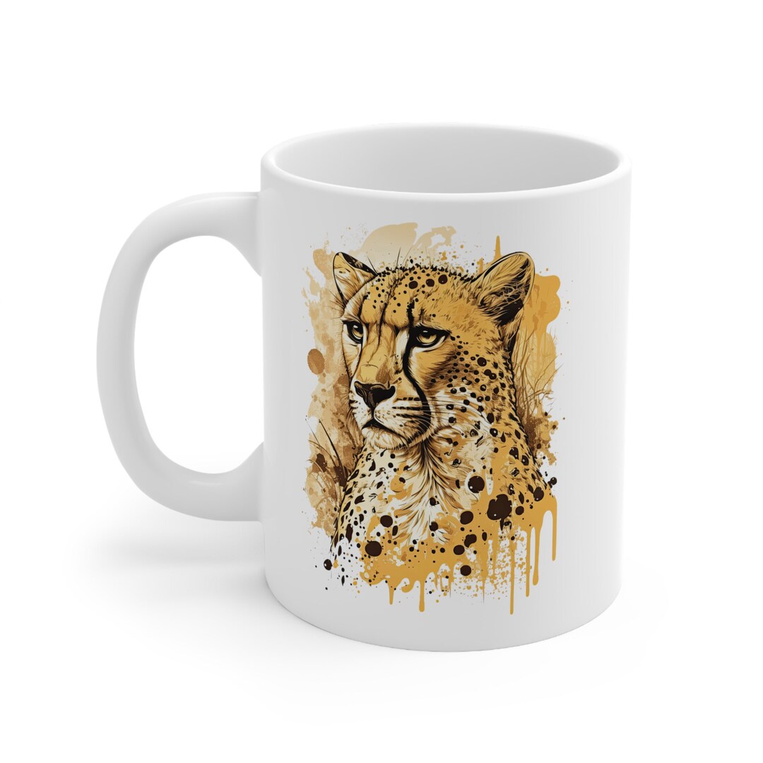 Cheetah Mug, World's Fastest Animal Ceramic Coffee Mug, 11oz Ceramic ...