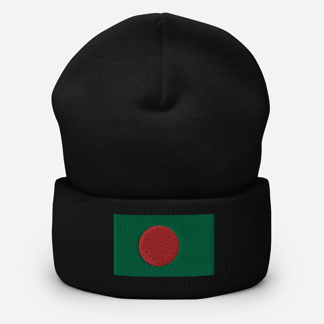 Bangladesh Hat, Bangladeshi Flag Embroidered Beanie Hat, Cuffed Winter ...