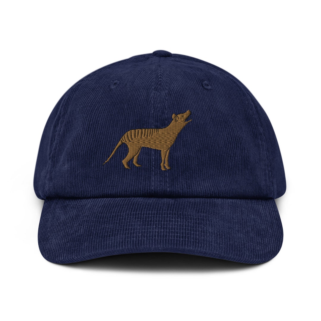 Thylacine Hat, Tasmanian Tiger Embroidered Corduroy Cap, Cryptid Animal ...