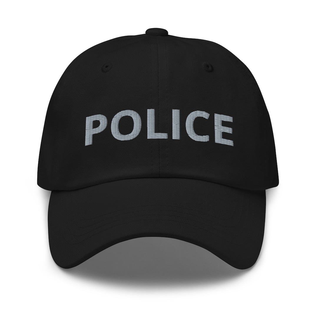 Police Hat, Police Officer Gray Lettering Embroidered Baseball Cap ...