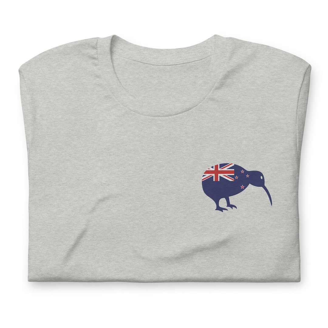 New Zealand Kiwi Shirt, New Zealand Flag Embroidered Tshirt, Kiwi Bird ...