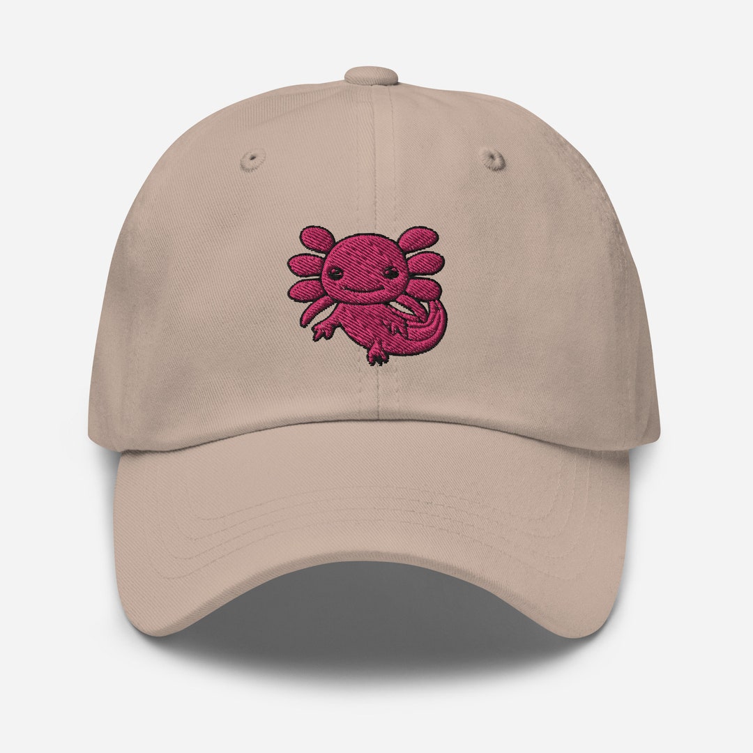 Axolotl Hat, Cute Pink Axolotl Embroidered Adjustable Dad Hat Baseball ...