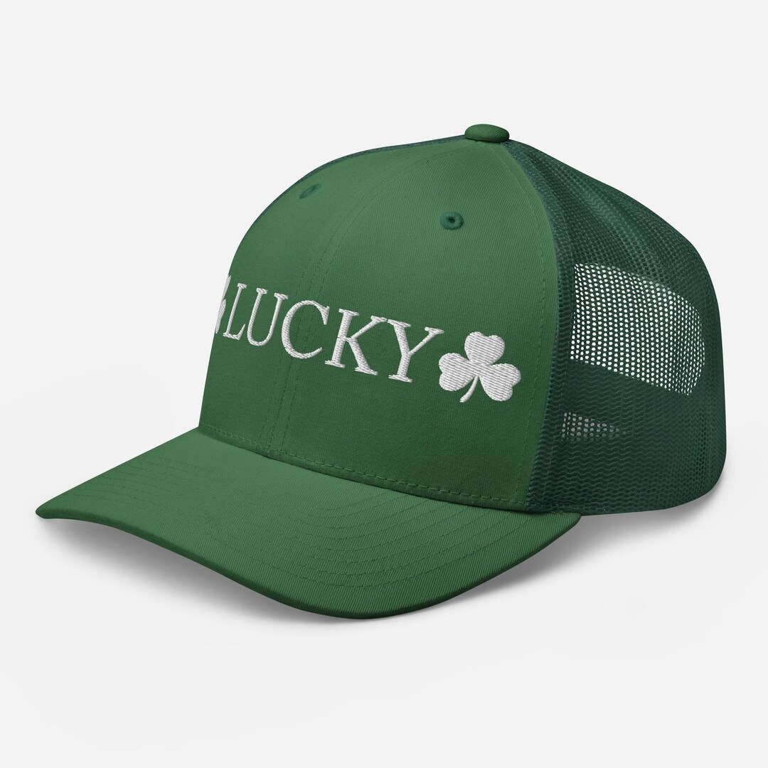 LUCKY St Patrick's Day Hat, Embroidered Adjustable Mesh Back Trucker ...