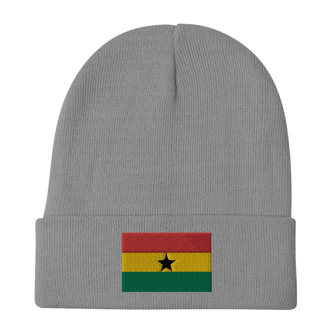 Ghana Flag Embroidered Patch Beanie Qatar FIFA World Cup 2022 Beanie Ghana Soccer Beanie Ghana ...