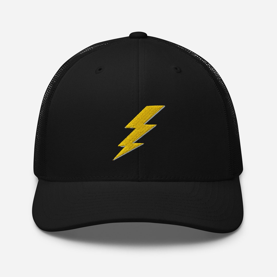 Lightning Bolt Trucker Hat, Lightning Strike Embroidered Cap, Zeus ...