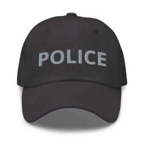 Police Hat, Police Officer Gray Lettering Embroidered Baseball Cap ...