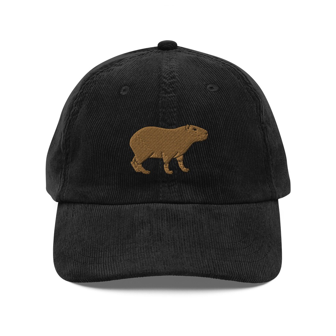 Cute Capybara Embroidered Hat, Vintage Corduroy Adjustable Cap ...
