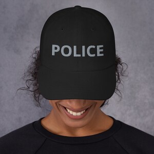 Police Hat, Police Officer Gray Lettering Embroidered Baseball Cap ...