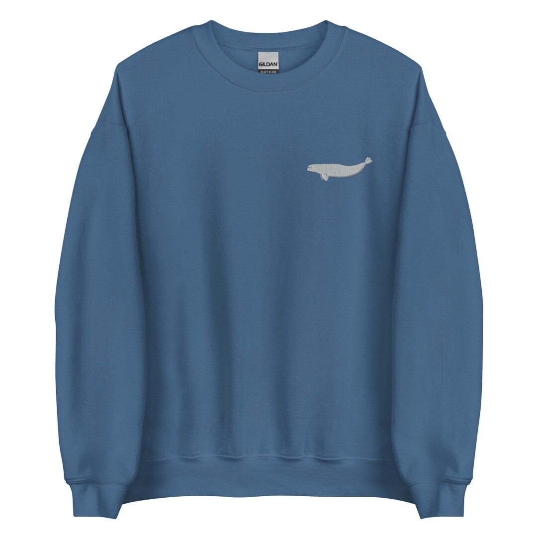 Beluga Sweatshirt, Beluga Whale Embroidered Crewneck Sweater, Beluga ...