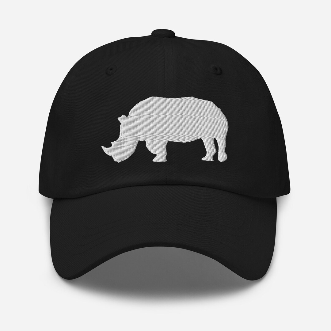 Rhino Hat, Rhinoceros Silhouette Embroidered Baseball Cap, African ...