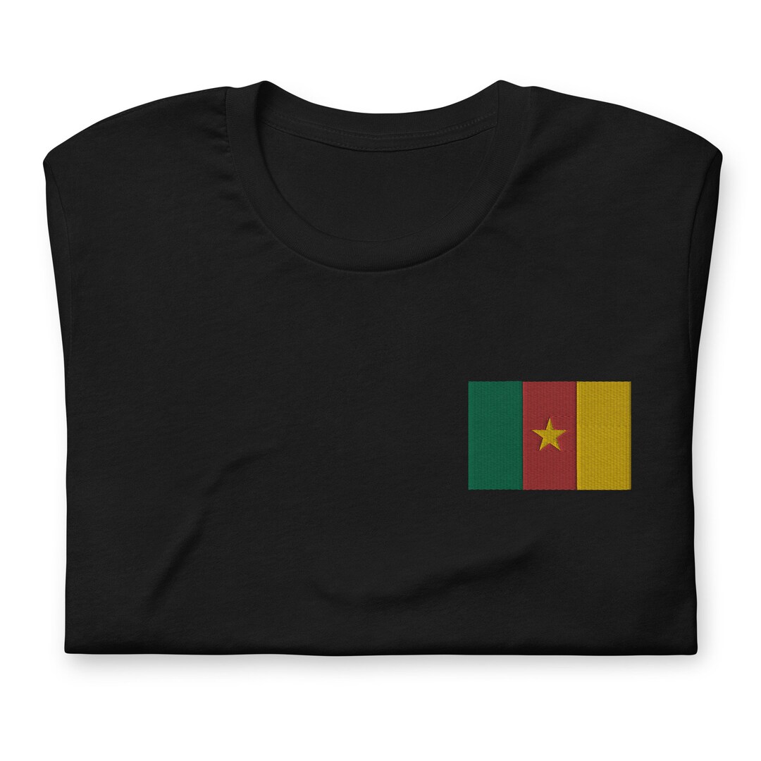 Cameroon Shirt, Cameroonian Flag Embroidered Crewneck Tshirt, Cameroon Gifts, Cameroonian ...