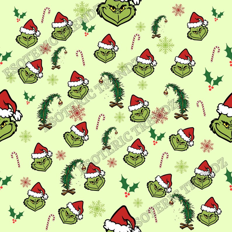 Grinch Digital Paper Grinch Seamless File Christmas Digital - Etsy