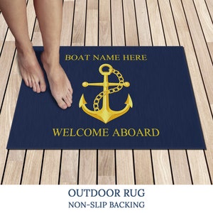 Welcome Aboard Rug, Outdoor Rug for Boats, Custom Family Boat Gift ...