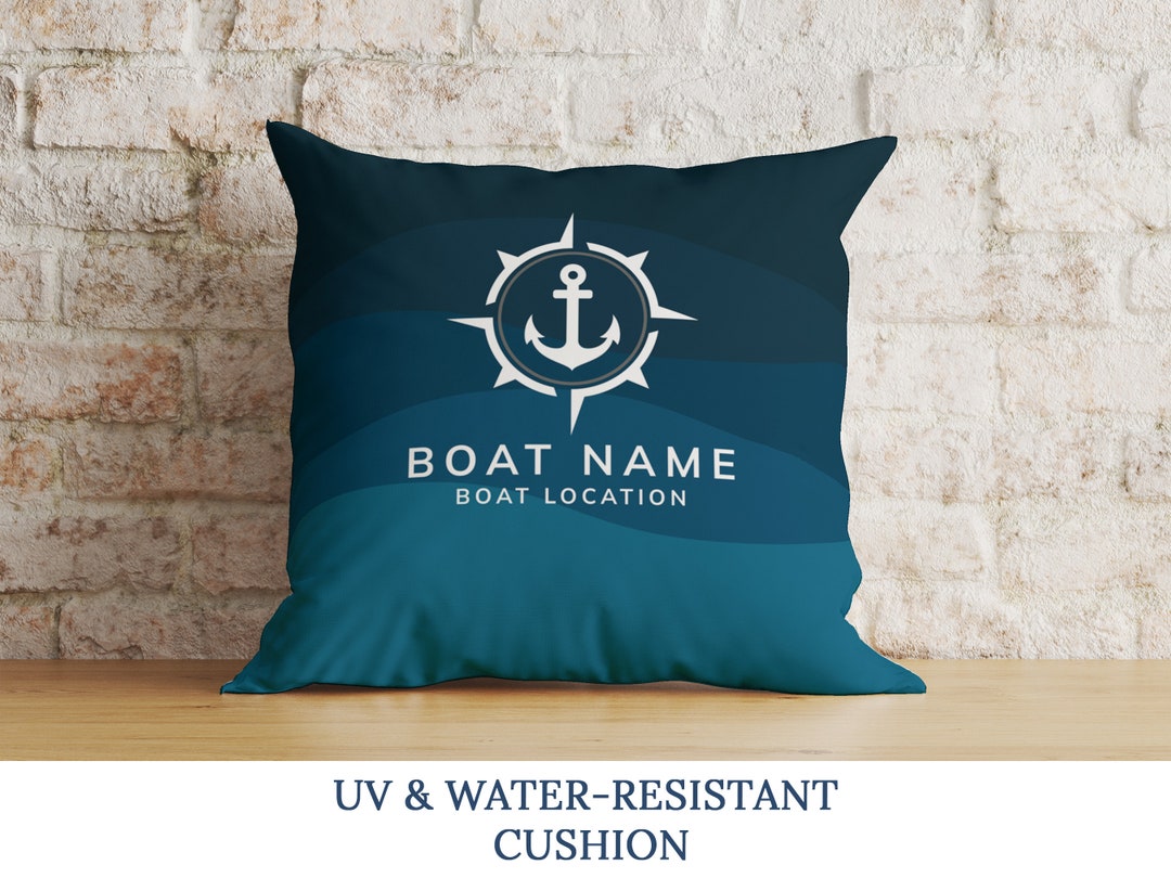 Custom Outdoor Boat Pillow, Anchor Boat Name Cushion, Yacht Outdoor ...
