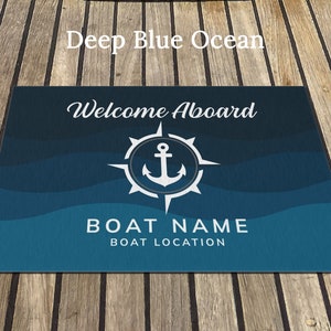 Large Welcome Aboard Rug, Blue Anchor Rug for Boat, Lake House Rug - Etsy