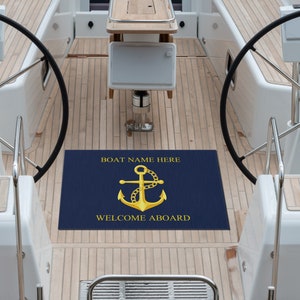 Welcome Aboard Rug, Outdoor Rug for Boats, Custom Family Boat Gift ...