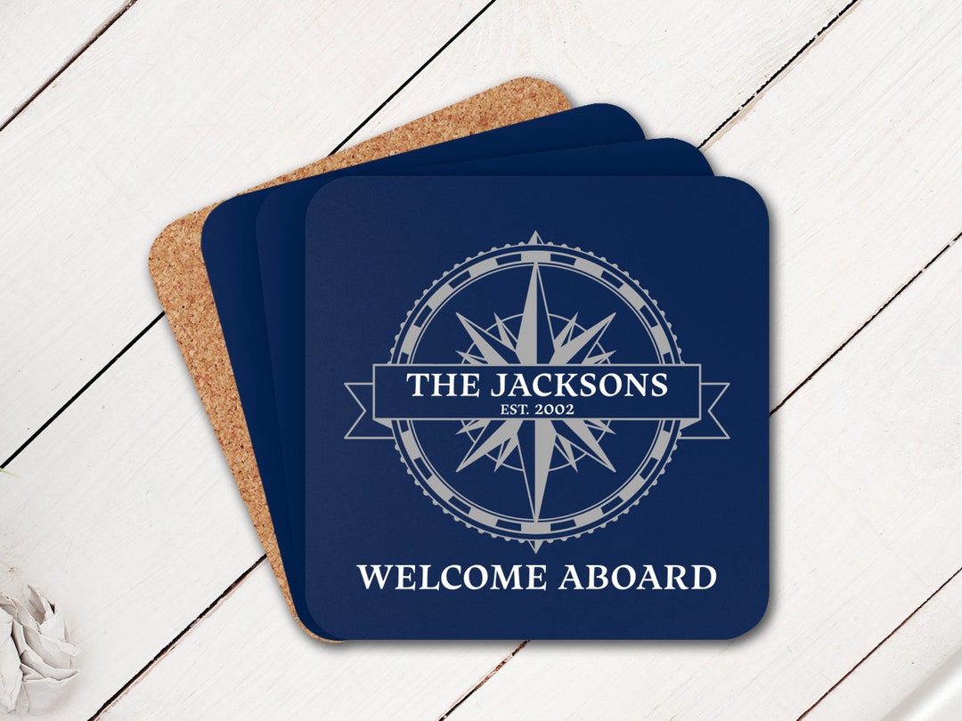 Set of 4 Nautical Coasters, Boat Gifts, Family Coaster, Yacht ...