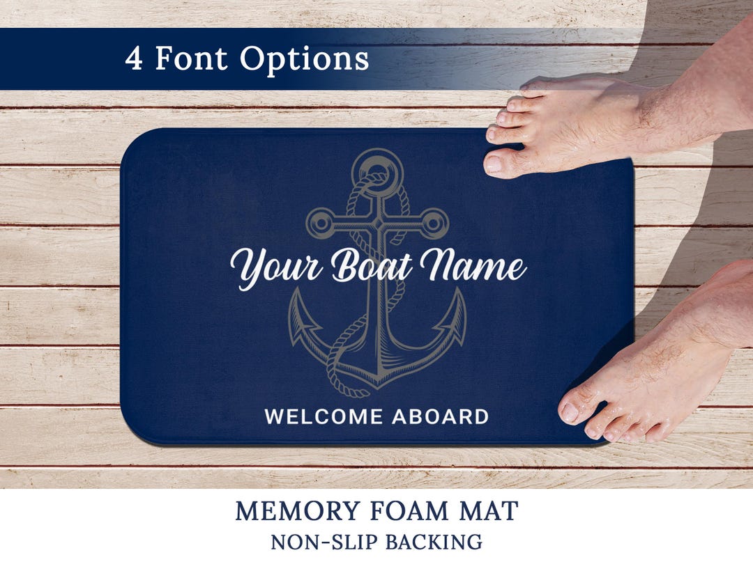 Custom Boat Mat, Welcome Aboard Mat, Boat Gifts Personalized, Boat ...